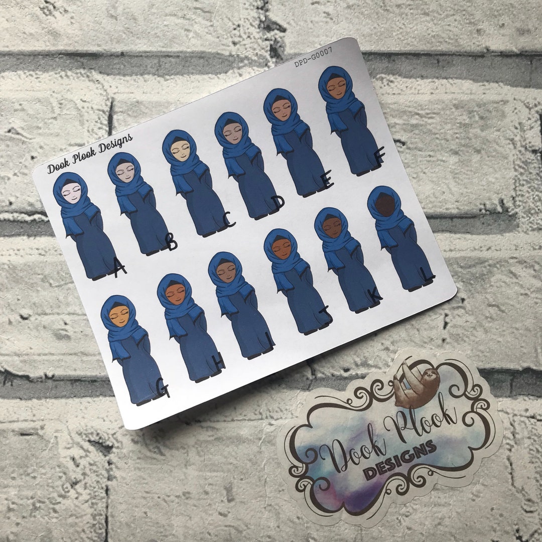 Hijab Wearing Woman Stickers (12 Skin Tones, 12 Hair Colours, You ...