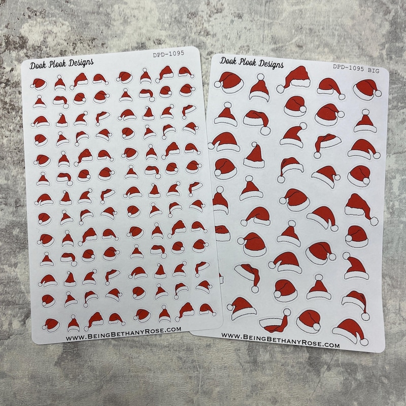 Mini Sticker Santa Hat - Etsy UK