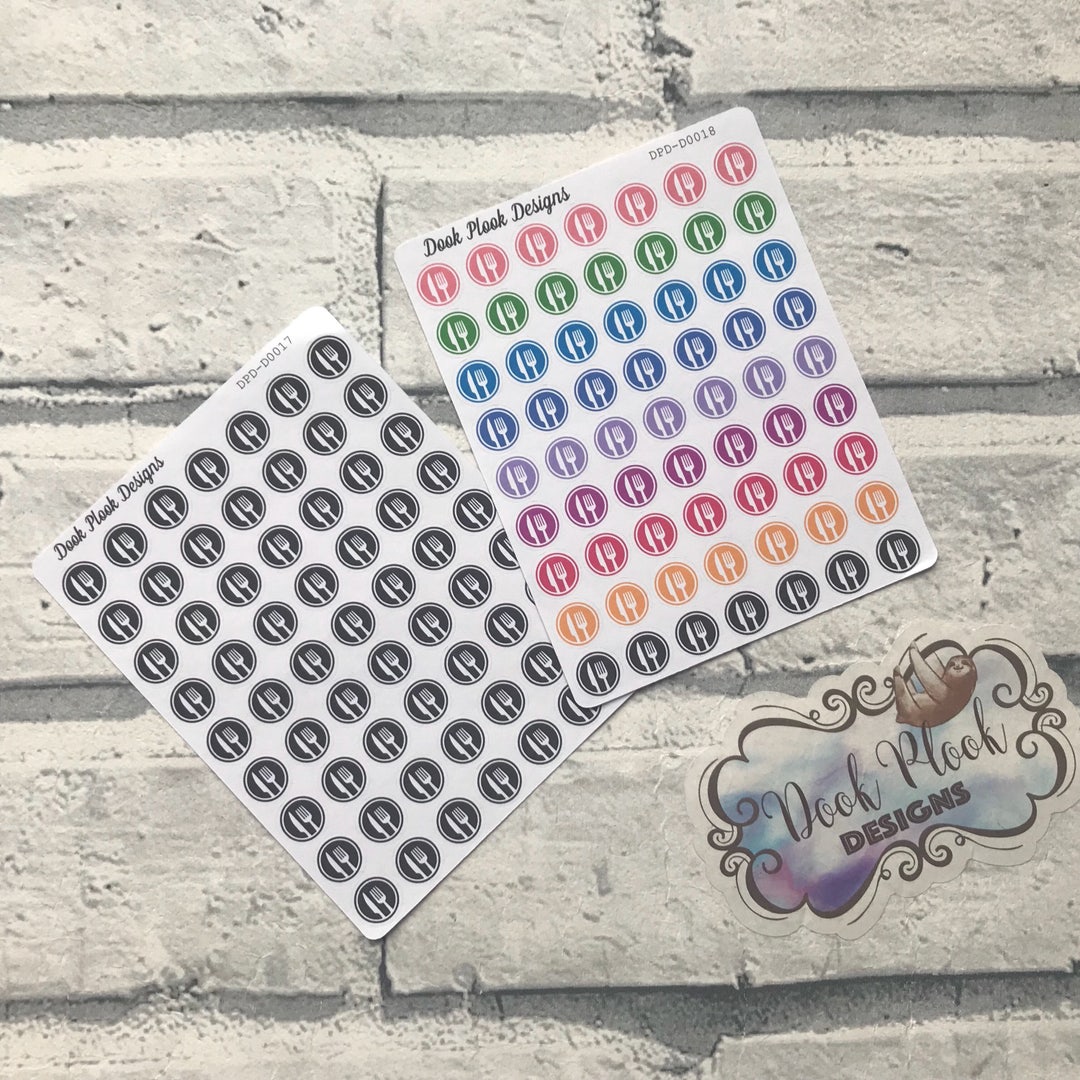 Tiny Knife and Fork / Meal Plan Stickers (dinkies) for Planners, Plum ...
