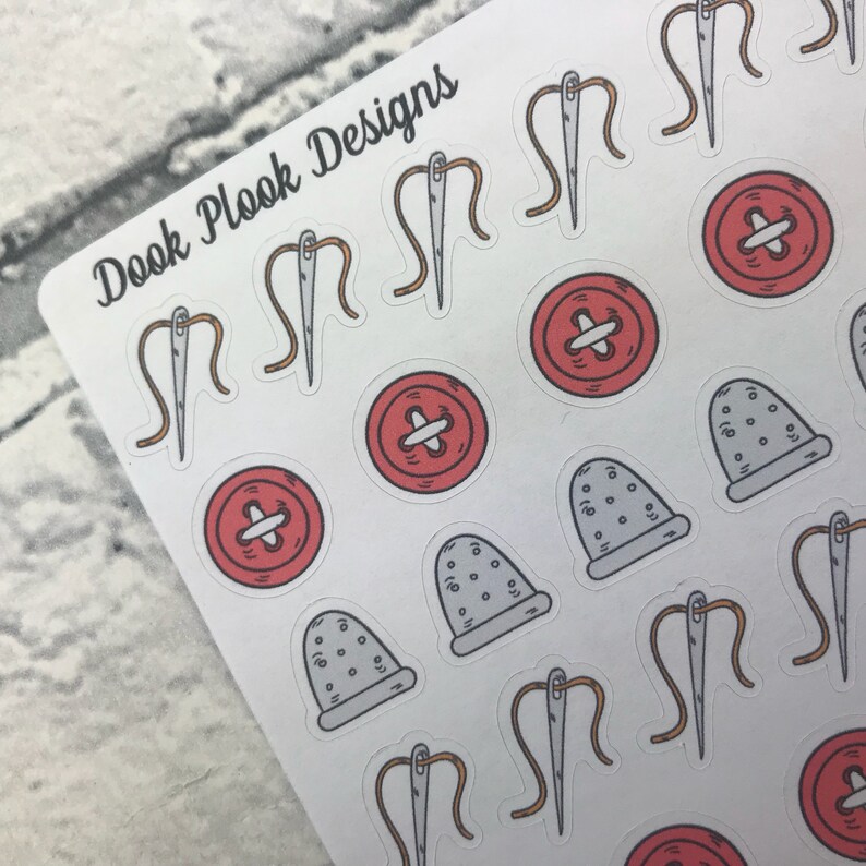 Sewing thimble Needle Button Sticker Set for Erin Condren - Etsy UK