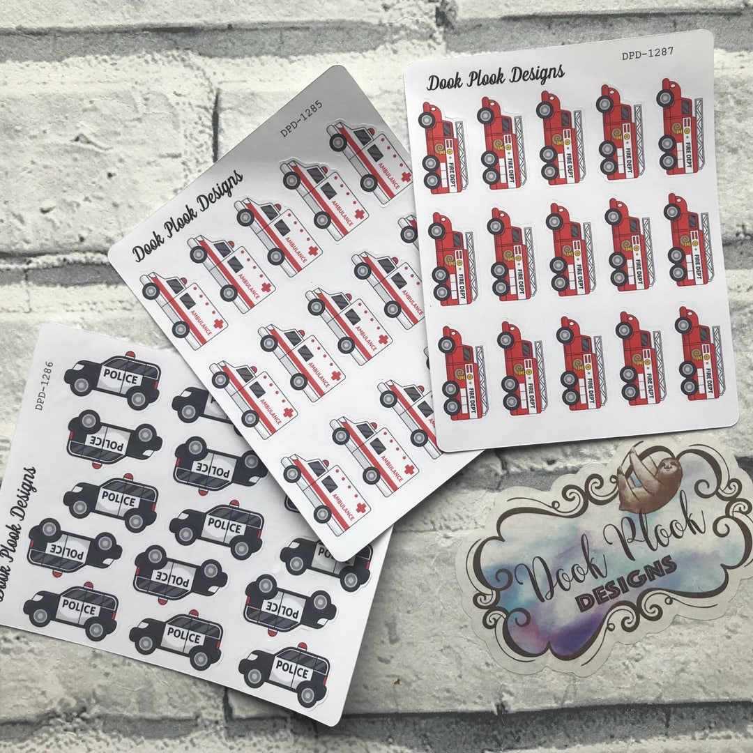 Emergency Service (police, Fire, Ambulance) Stickers for Erin Condren ...