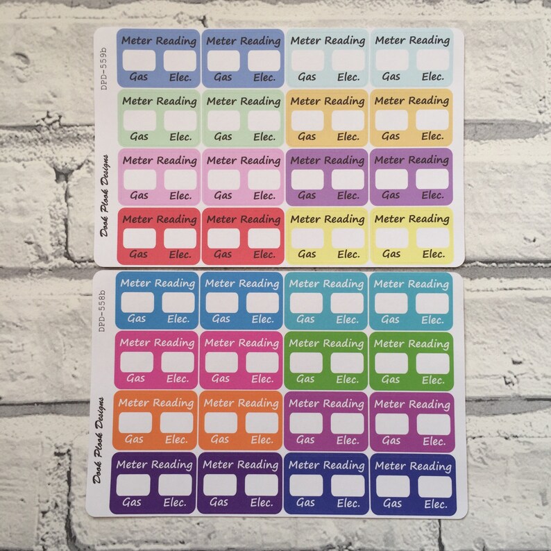 Meter Reading Stickers for Erin Condren Plum Paper Filofax - Etsy