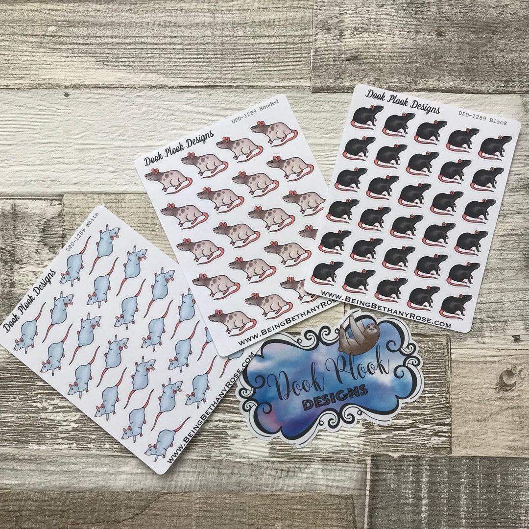 Realistic Rat (white, Black, Hooded) Stickers for Various Planners ...