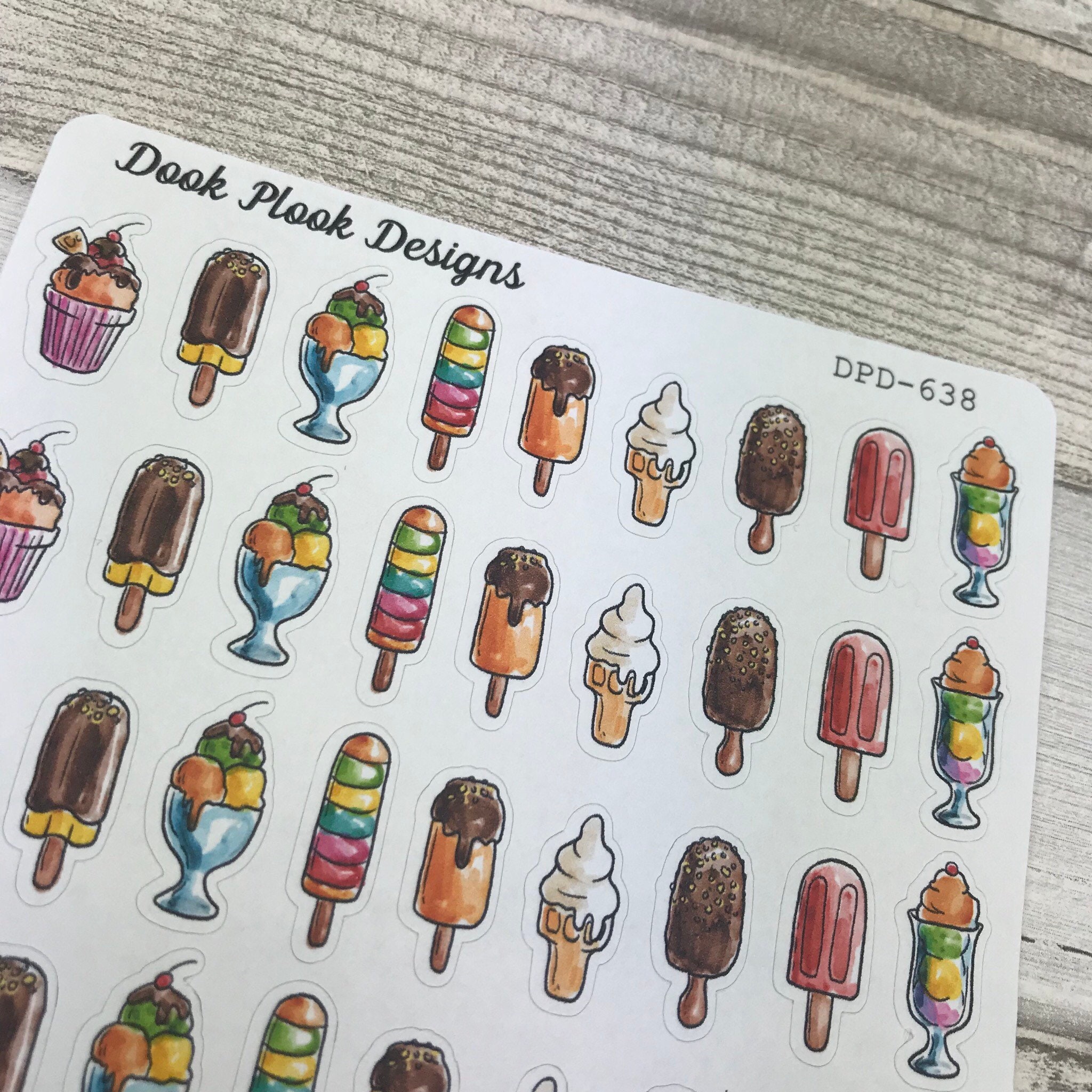 Watercolour Ice Cream Stickers for Erin Condren Plum Paper - Etsy