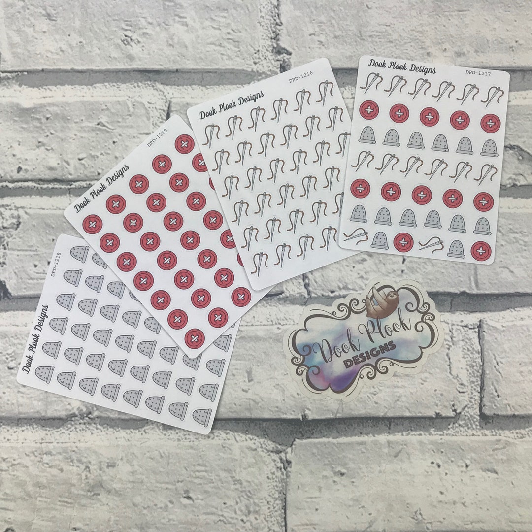 Sewing (thimble, Needle, Button) Sticker Set for Erin Condren, Plum ...