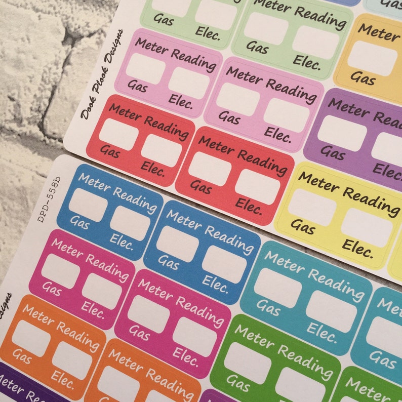 Meter Reading Stickers for Erin Condren, Plum Paper, Filofax, Kikki K ...