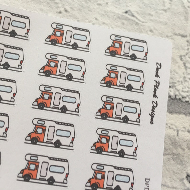 Caravan / RV Stickers for Various Planners, Filofax, Bullet Journal Etc ...
