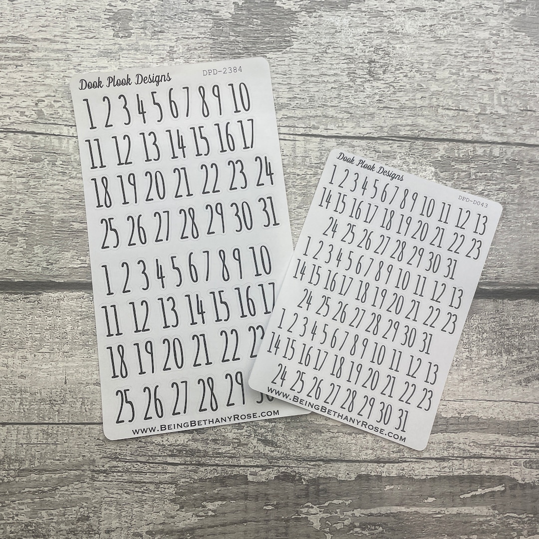 Rae Dunn Style Number Date Stickers for Various Planners, Hobonichi ...