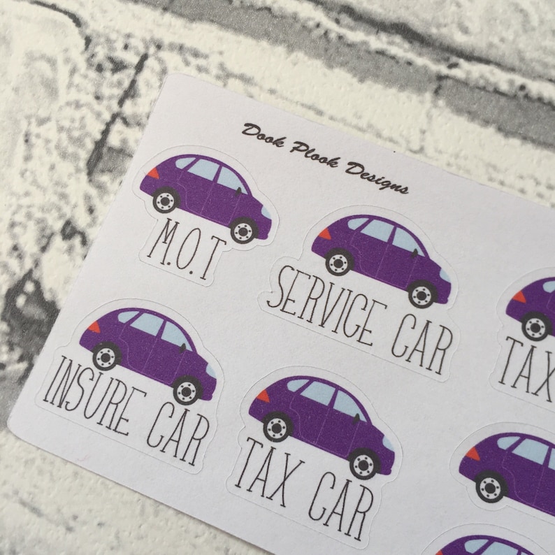 Car service/MOT/insurance stickers for various planners Kikki | Etsy