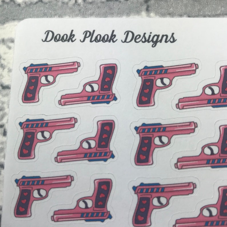Pink Girly Gun Stickers for Various Planners, Happy Planner, Passion ...