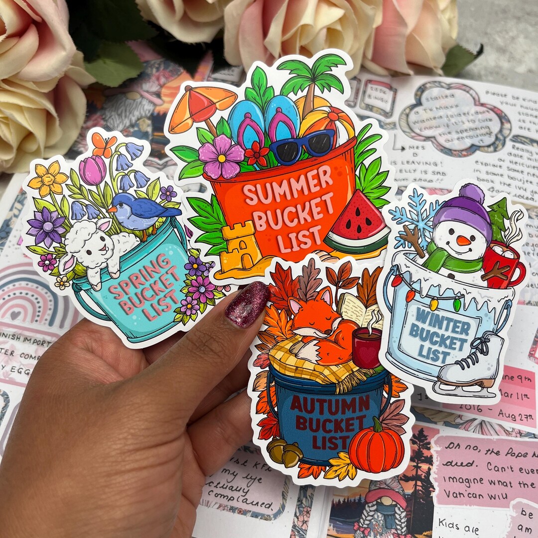 The Seasons Bucket List Sticker - Spring, Summer Autumn Winter - Vinyl ...