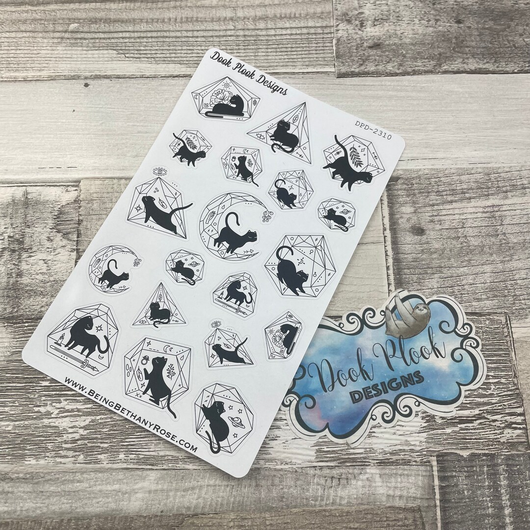 Mystic Cat / Spooky / Halloween Stickers for Planners, Hobonichi, Happy ...