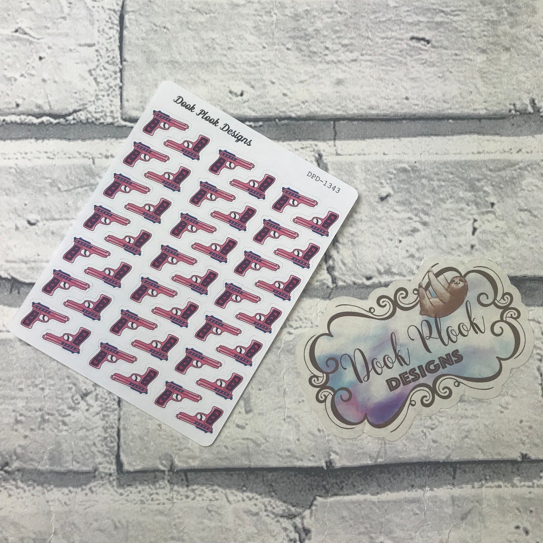 Pink Girly Gun Stickers for Various Planners, Happy Planner, Passion ...