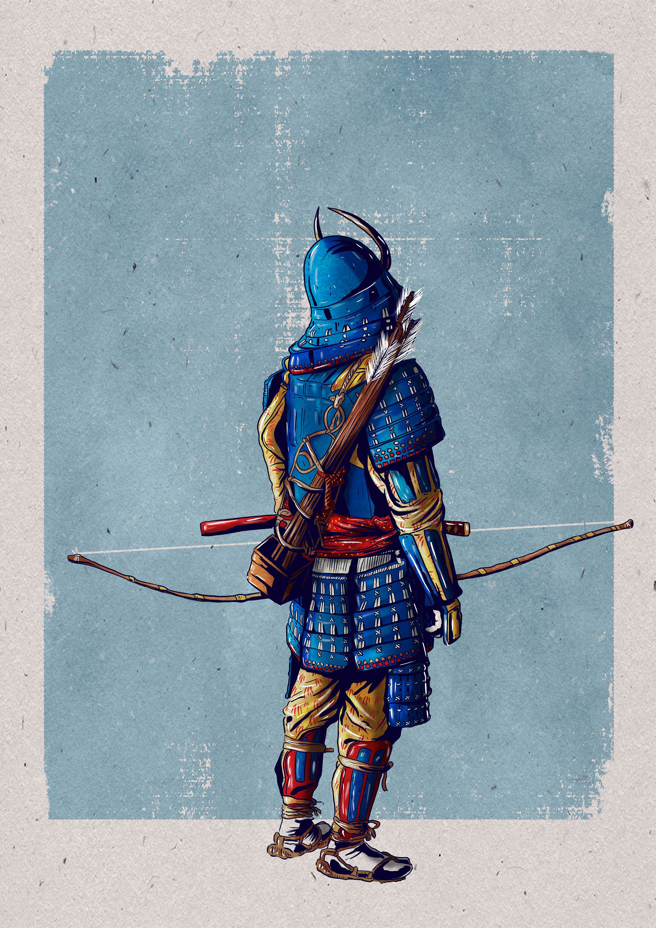 Samurai Archer A4 Print Artwork Japan Japanese Bushido Warrior Sword ...