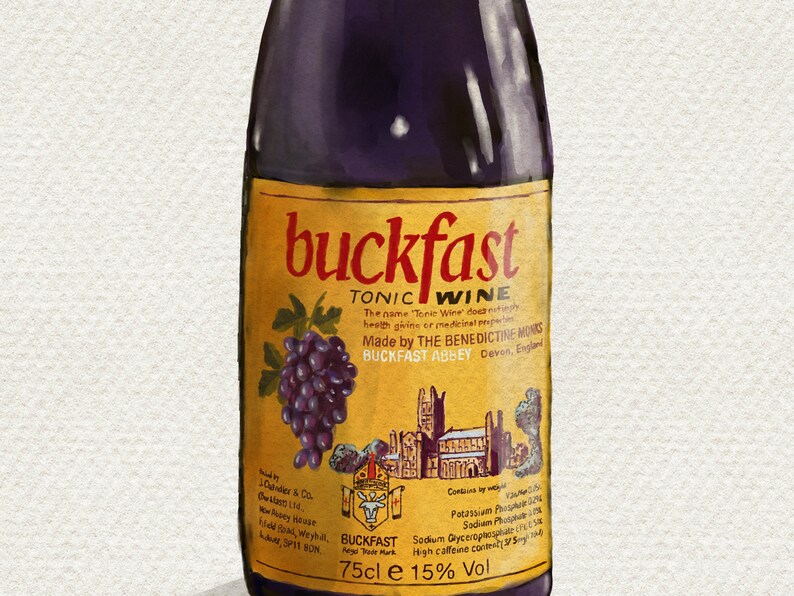Buckfast Bottle Watercolour Painting Artwork Print Bucky Drink Buckfast ...