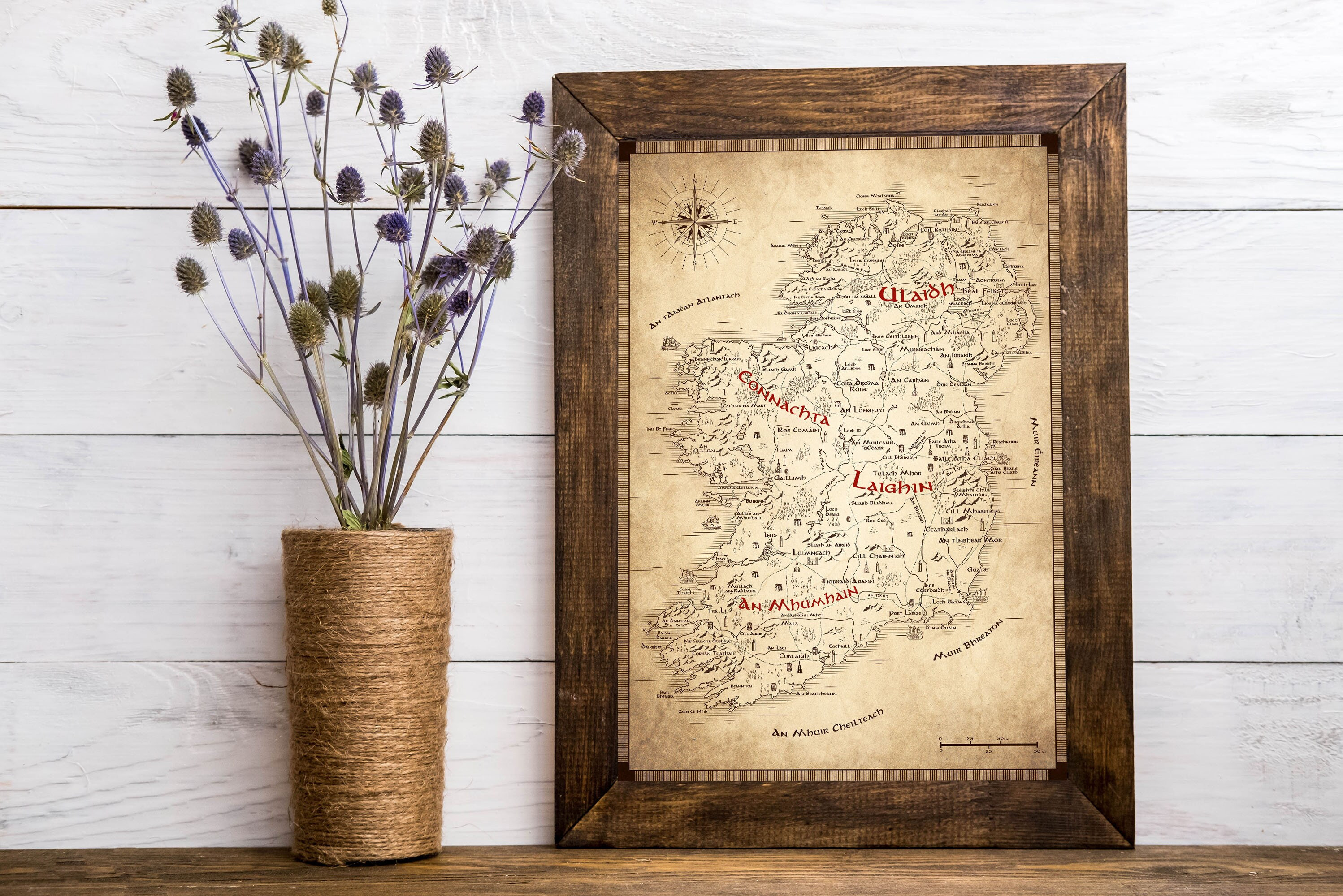 Ireland Map Fantasy Style Map of Ireland Irish Language Gaelic Ulster ...