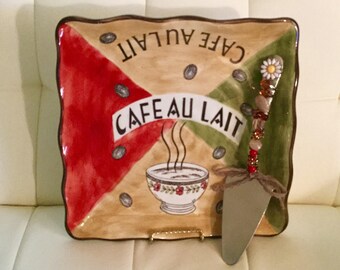 Pastel Jeweled Serving Knife & Fork Set Summer Serving - Etsy