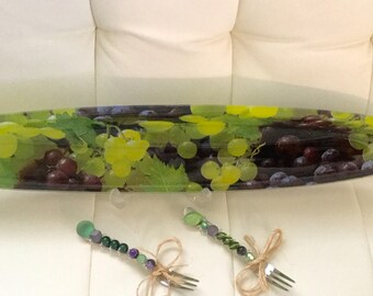 Pastel Jeweled Serving Knife & Fork Set Summer Serving - Etsy