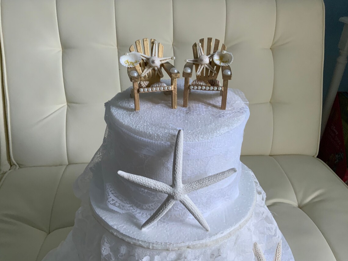 Beachwedding Gold Cake Toppers Starfish Cake Topper Beach - Etsy