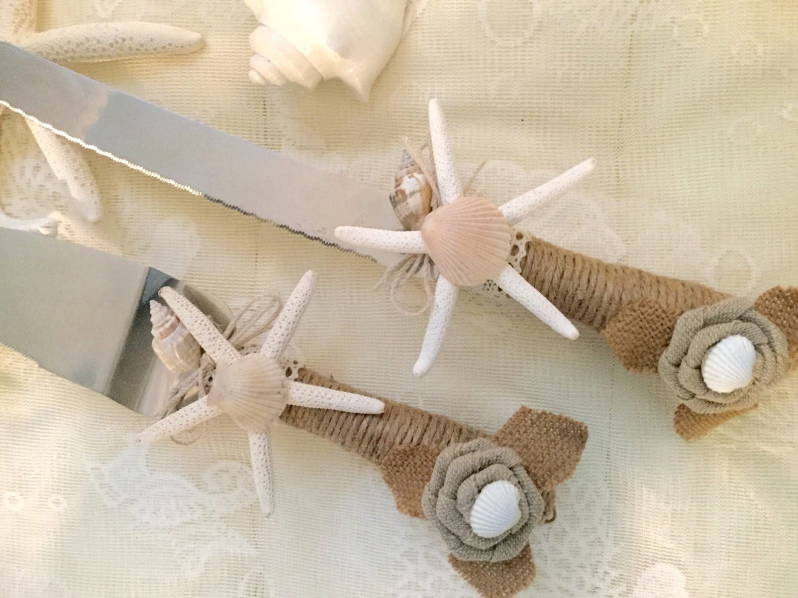Seashell Beach Wedding Cake Knife & Server. Beach Wedding - Etsy