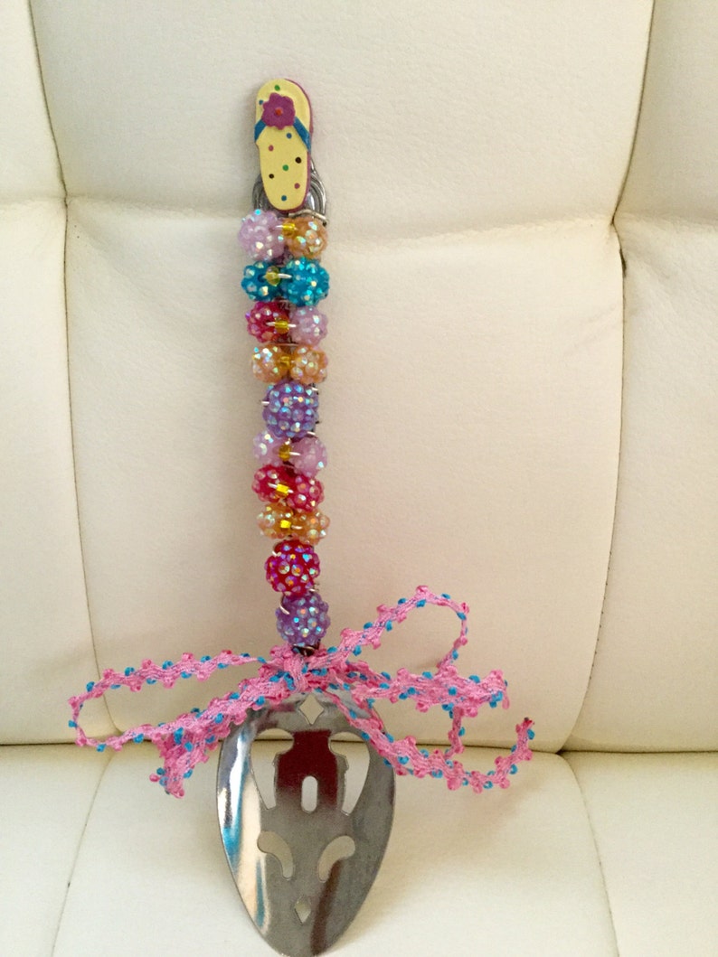 Beaded Jeweled Perforated Serving Spoon Embellised W/ Glistening Beads ...
