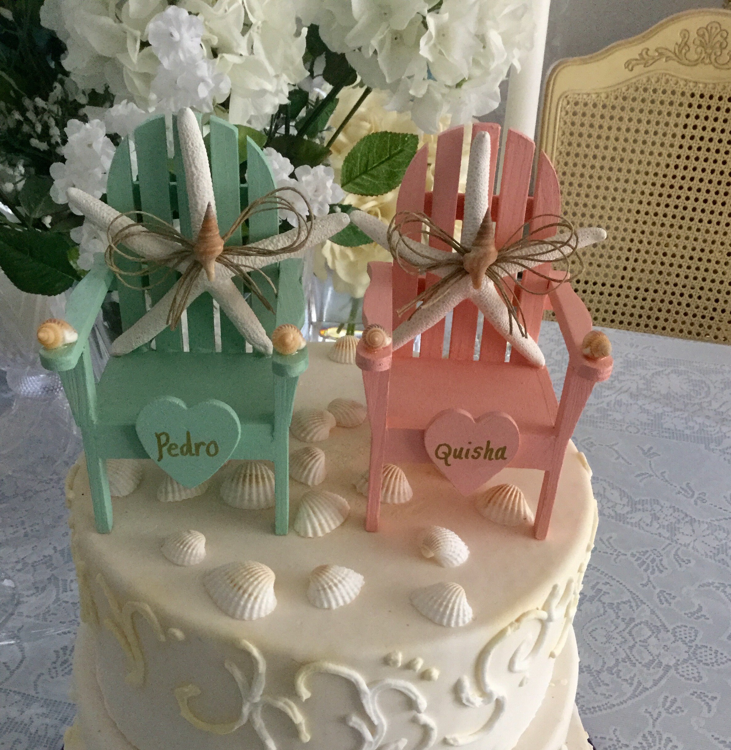 Beach Wedding Coral Cake Toppers, Starfish Mint Green Cake Topper ...