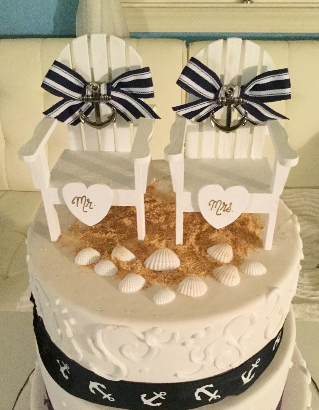 Nautical Cake Toppers, Beach Wedding Cake Toppers, Adirondack Chair ...