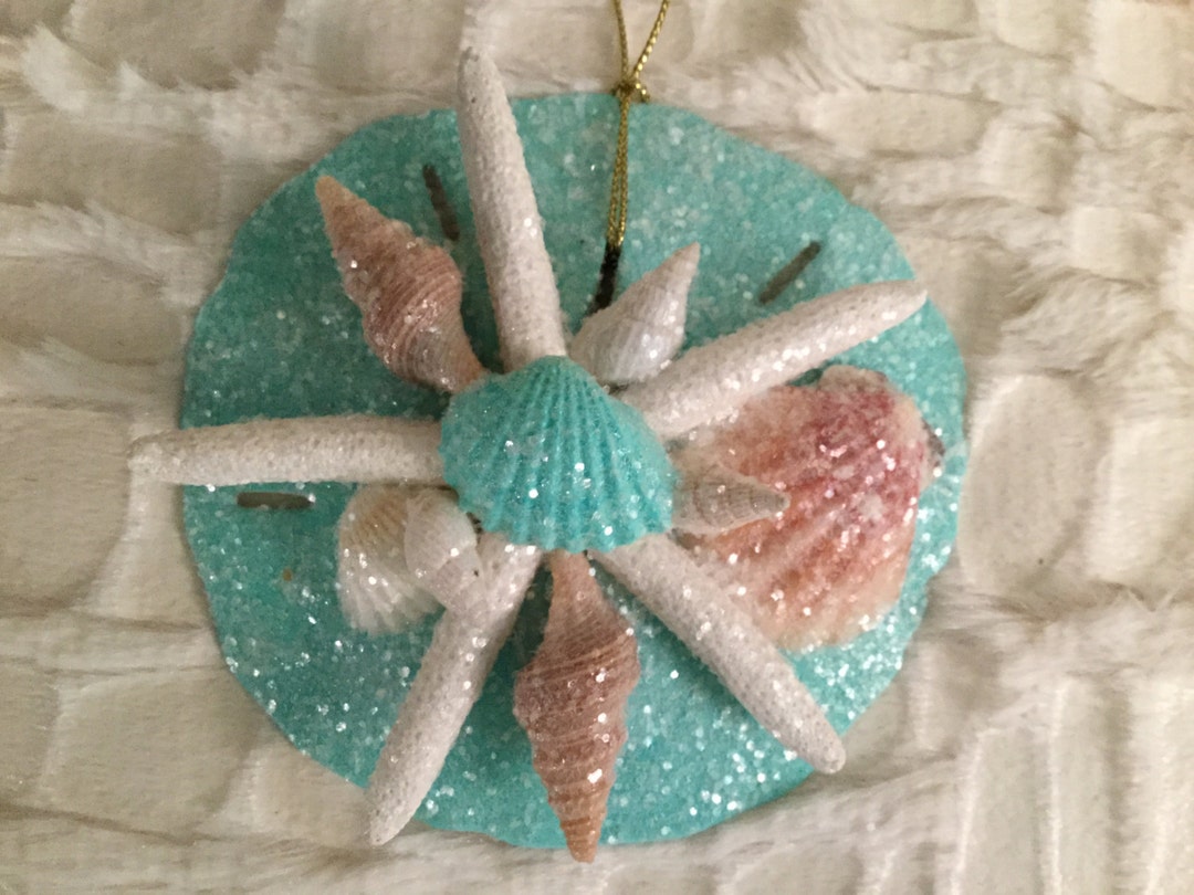 Turquoise Glistened Seashell Ornament w/ Opalescent Shimmer. Sand ...