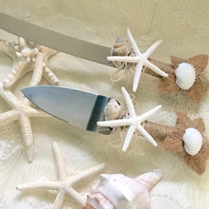 Beach Wedding Cake Knife Serving Set. Wedding Cake Cutter. Burlap ...