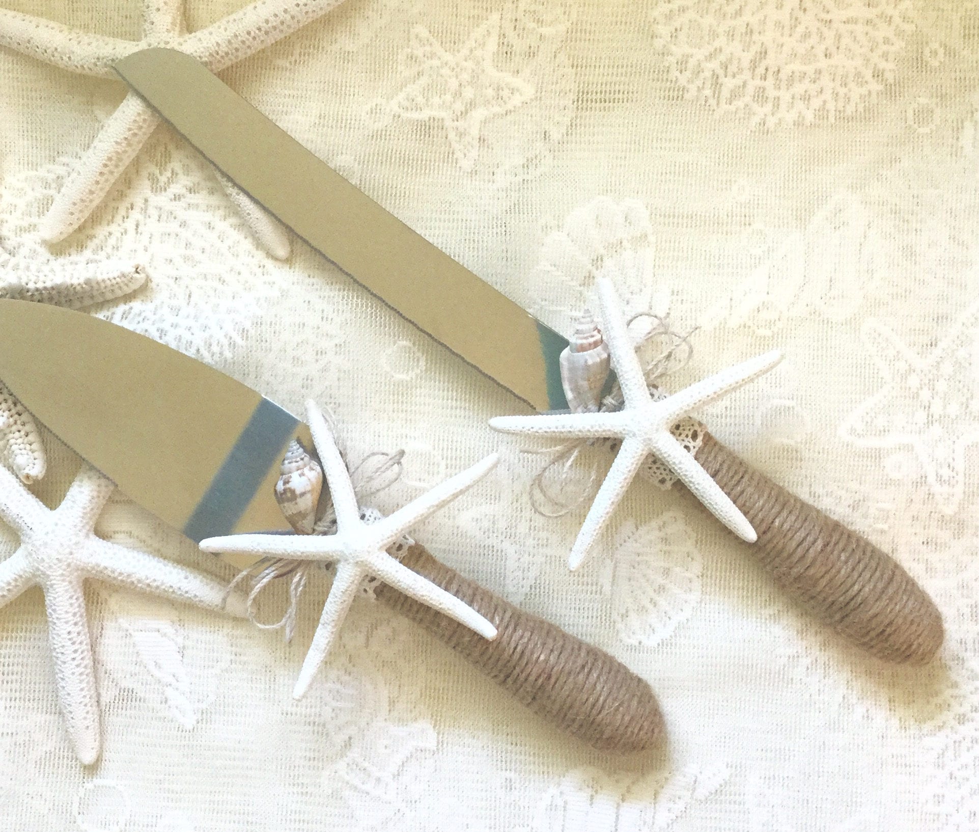 Beach Wedding Cake Knife Serving Set. Wedding Cake Cutter. Starfish ...