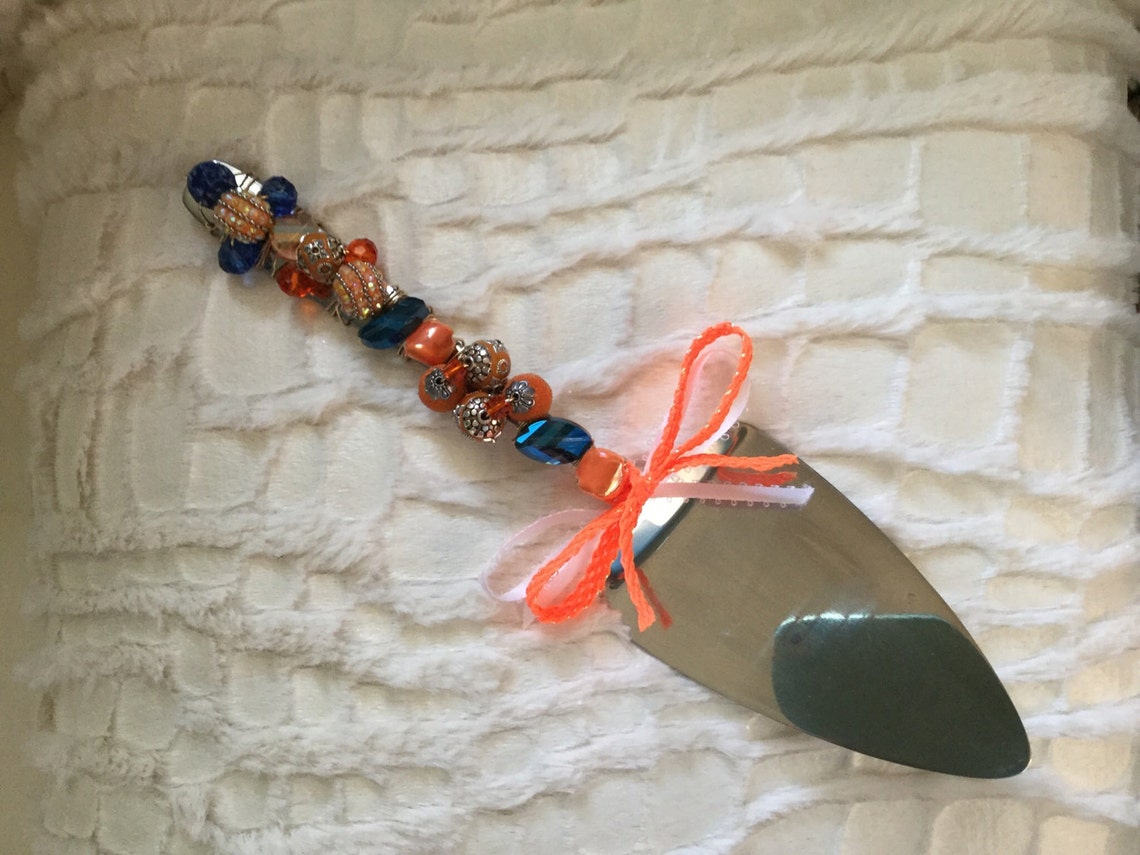Beaded Stainless Steel Cake/pie Server Jeweled With Royal - Etsy