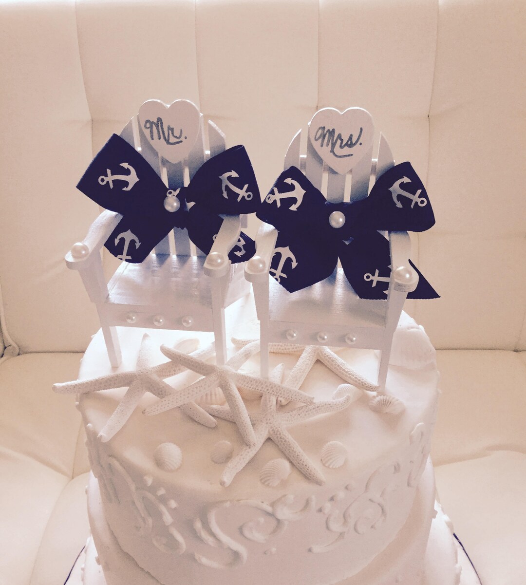 Nautical Cake Toppers, Beach Wedding Cake Toppers, Adirondack Chair ...