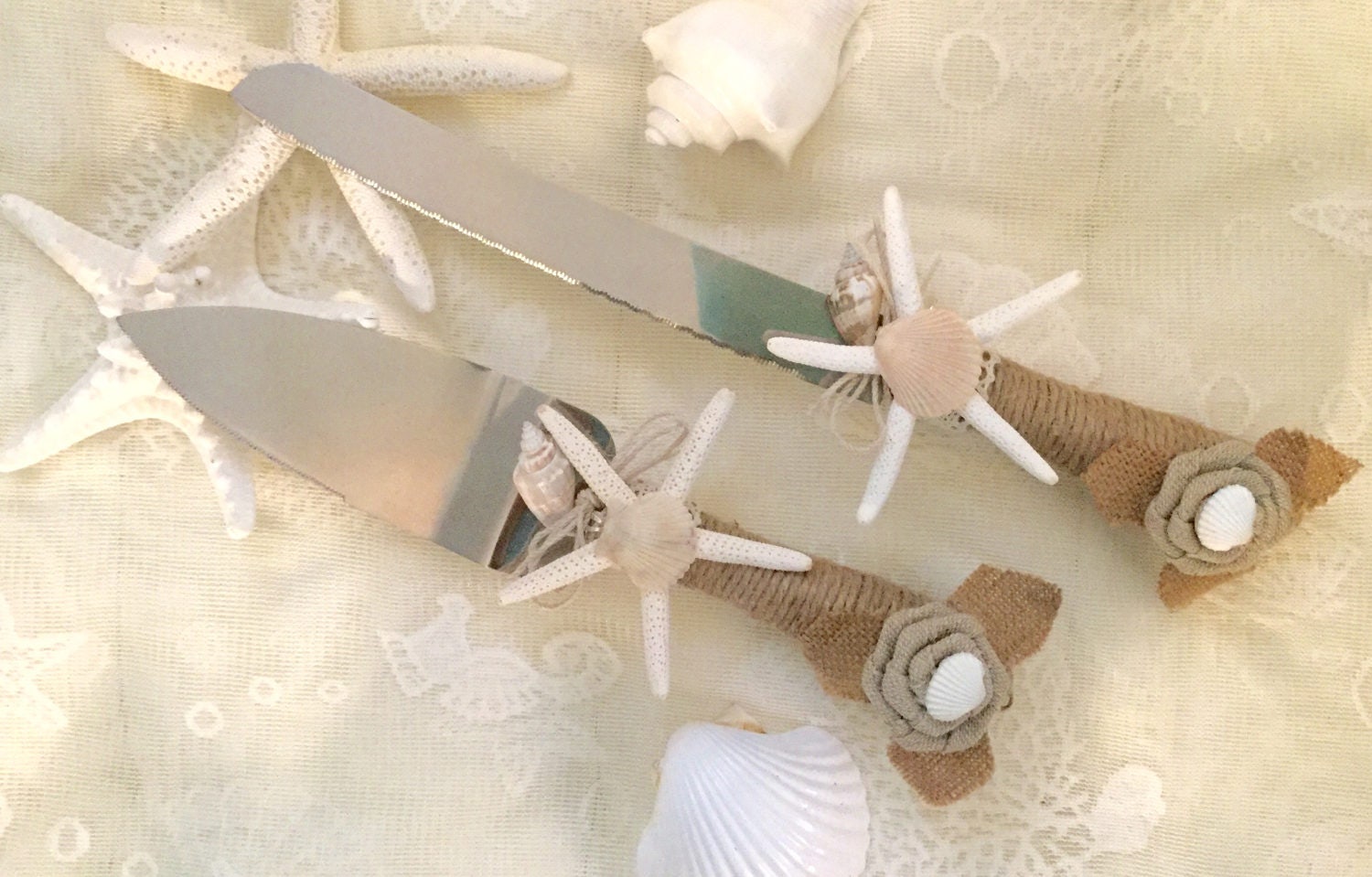 Seashell Beach Wedding Cake Knife & Server. Beach Wedding - Etsy