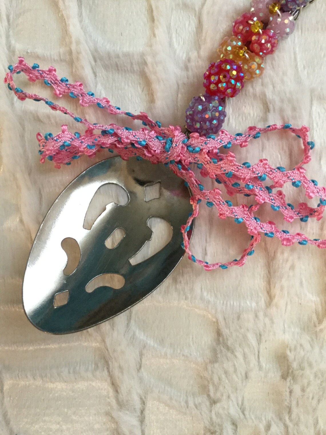 Beaded Jeweled Perforated Serving Spoon Embellised W/ Glistening Beads ...