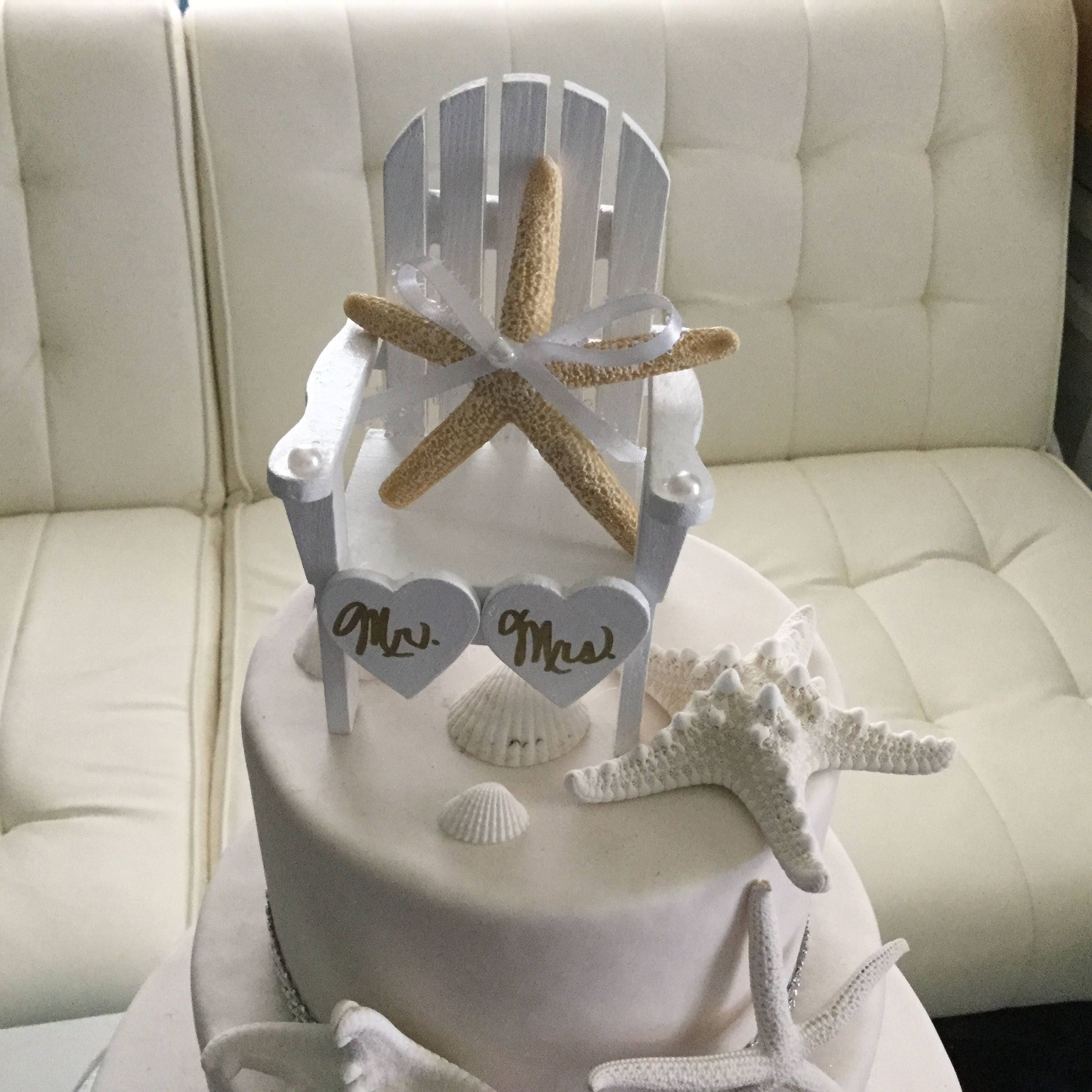 Beach Wedding Cake Topper Starfish Cake Topper Beach Chair - Etsy