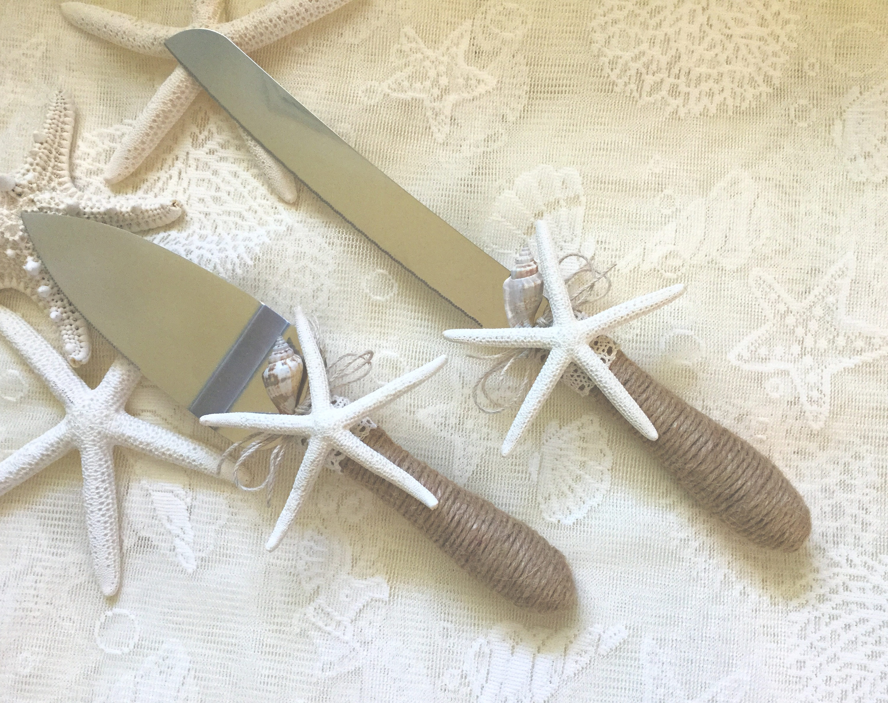 Beach Wedding Cake Knife Serving Set. Wedding Cake Cutter. Starfish ...