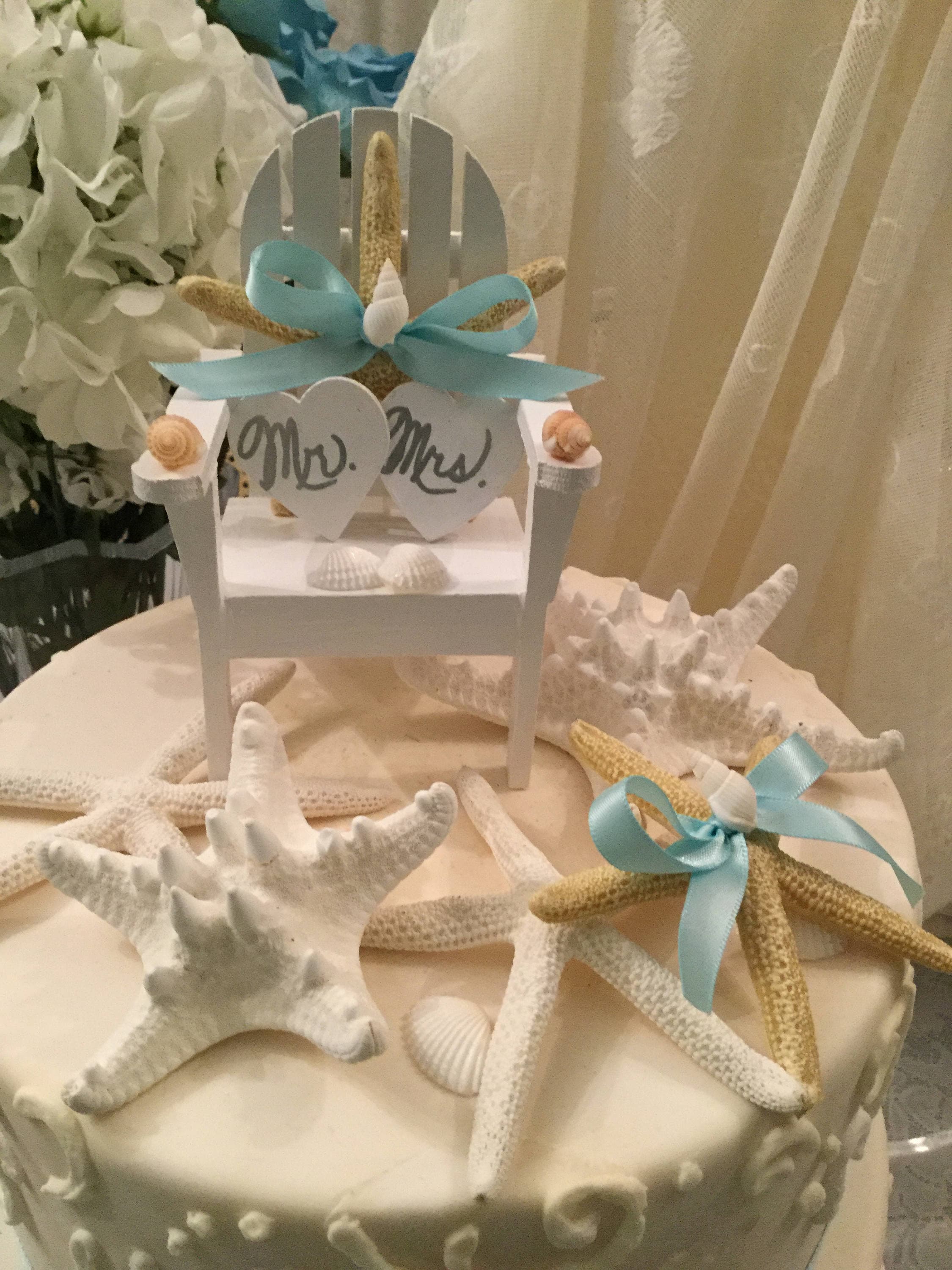 Beach Wedding Cake Topper Starfish Cake Topper Beach Chair | Etsy