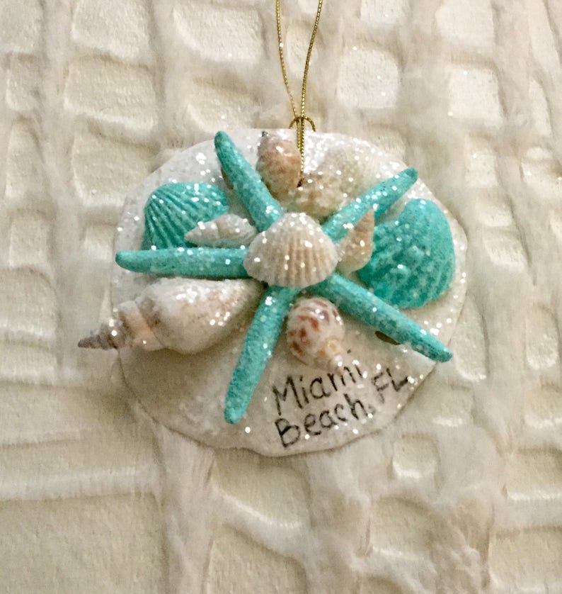 Miami Beach Florida Seashell Cristmas Ornament, Miami Sand Dollar ...