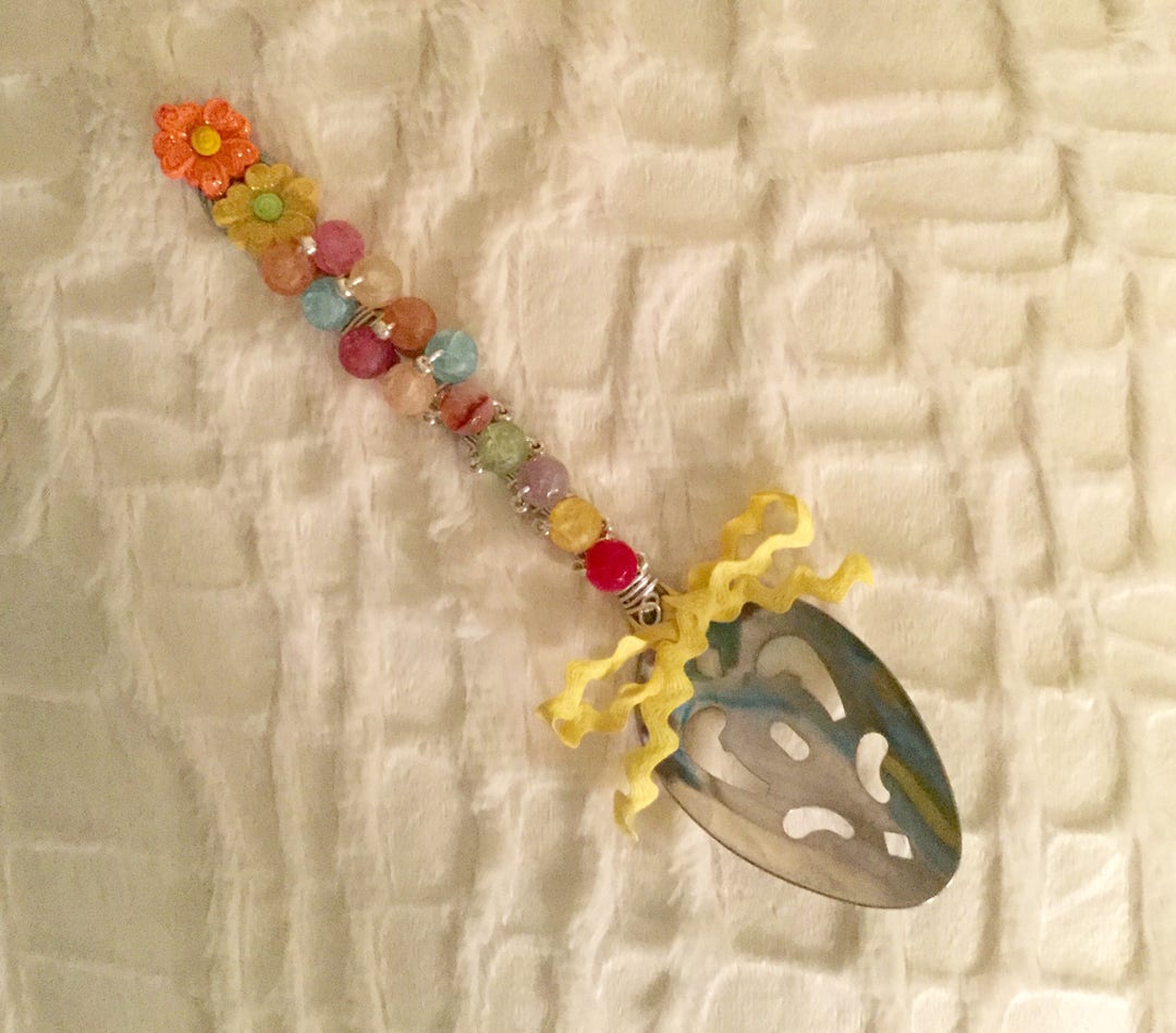 Beaded Jeweled Perforated Serving Spoon Embellised W/ Glistening Beads ...