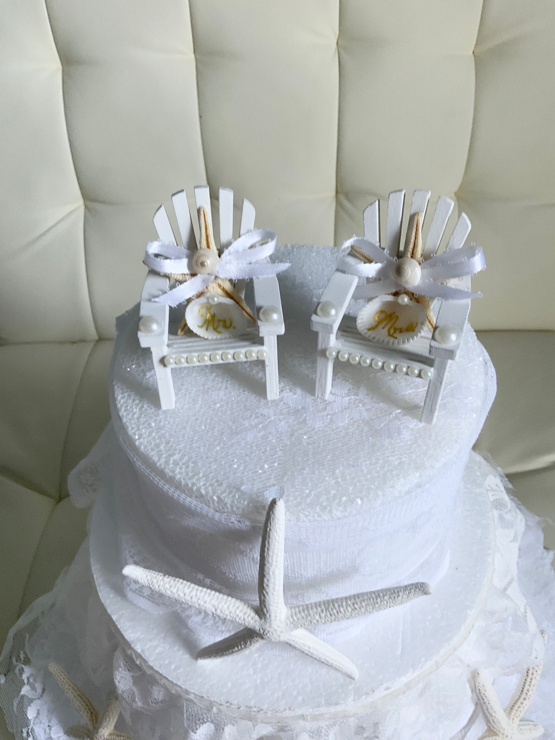 Beach Wedding Cake Toppers, Starfish Cake Topper, Beach Chair Cake ...