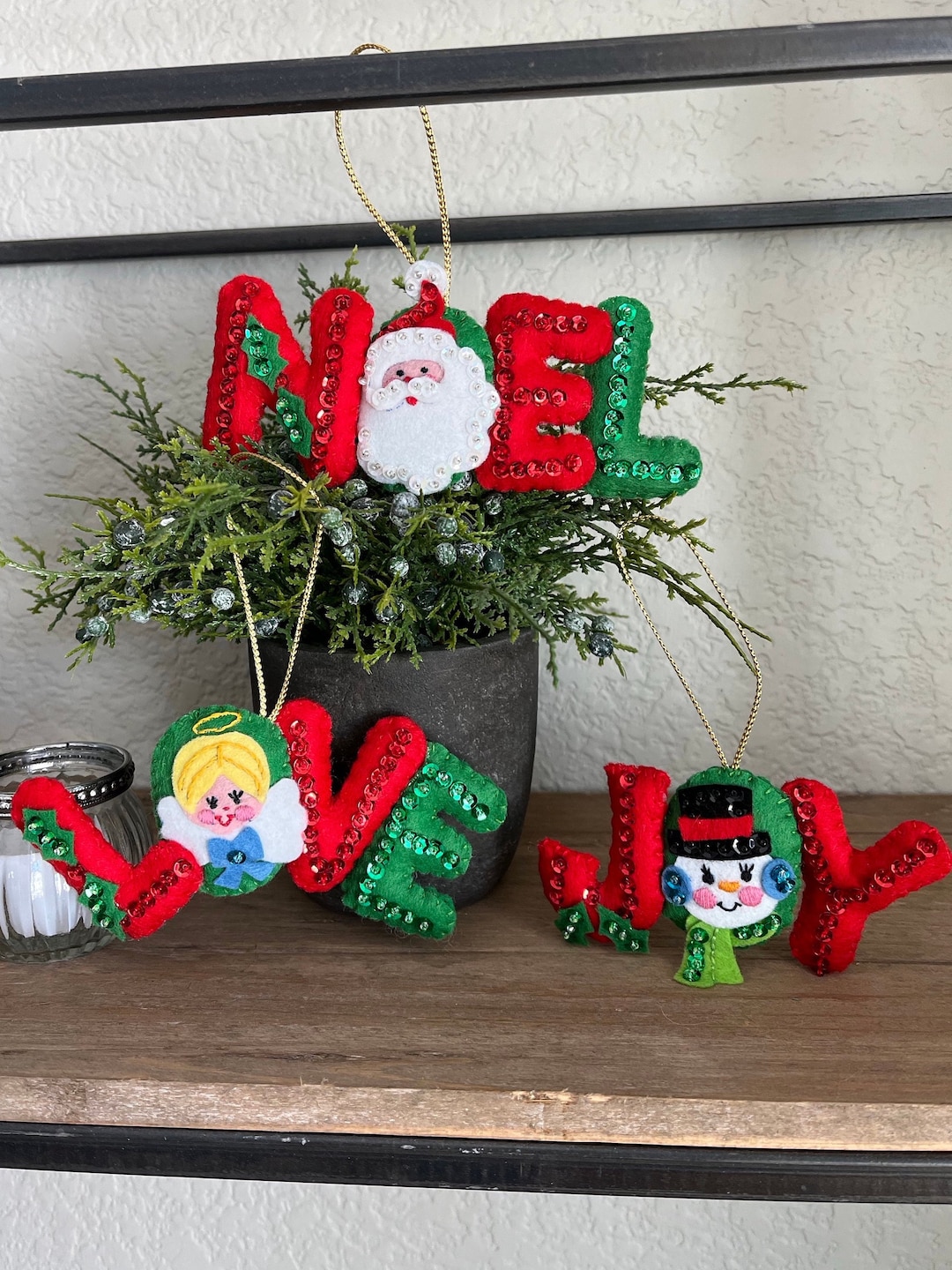 Completed Vintage Felt Holiday Ornaments - Etsy