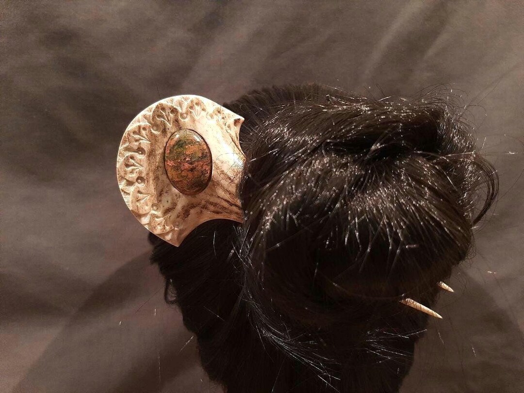 Renaissance Fair Hair Accessory Women- Carved Antler Hair Pin With ...
