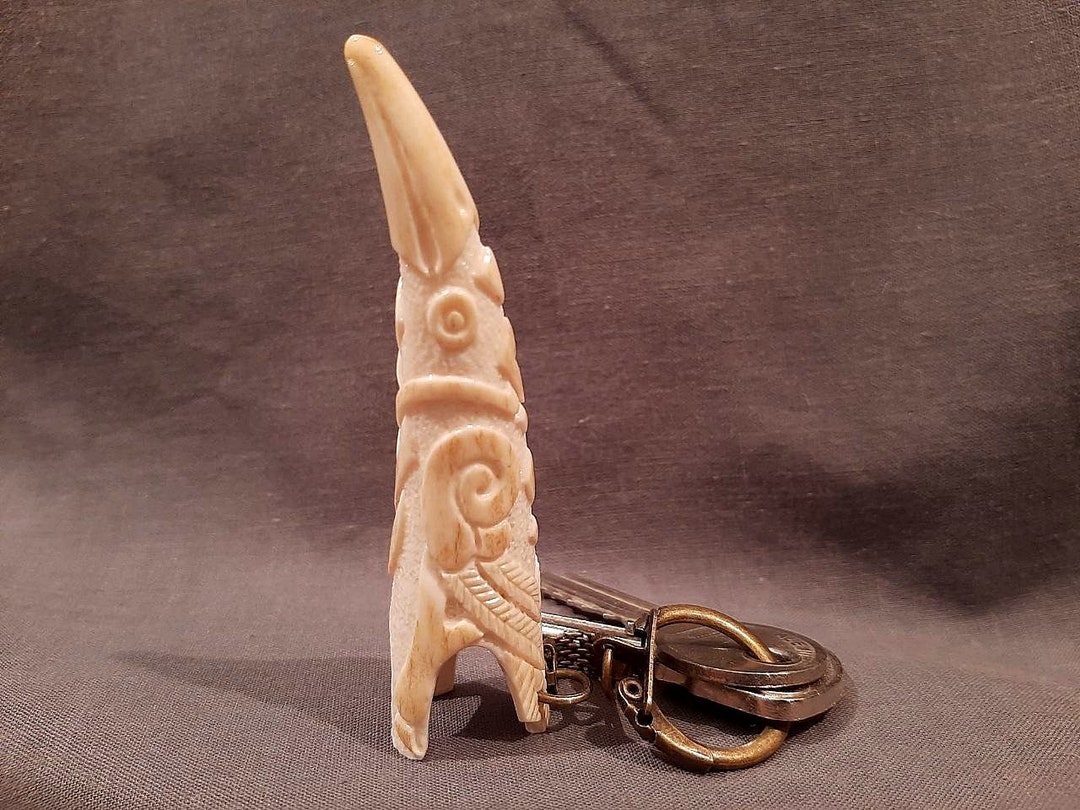 Odin Raven Antler Keychain / Carved Deer Antler Key Chain / Celtic ...