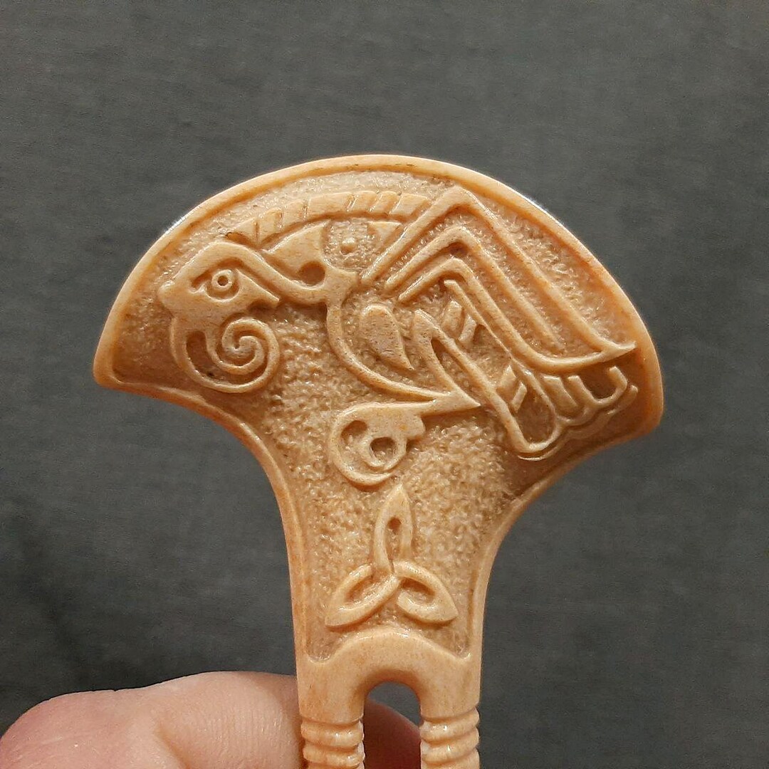Celtic Hair Fork for Long Hair, Carved Deer Antler Hair Pin Stick Clip ...