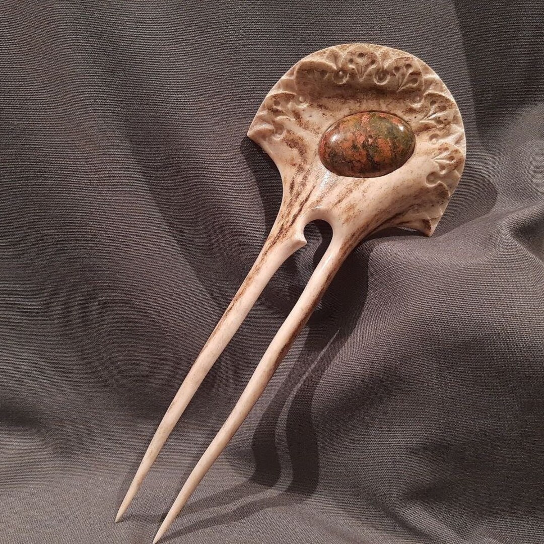 Renaissance Fair Hair Accessory Women Carved Antler Hair Pin With ...