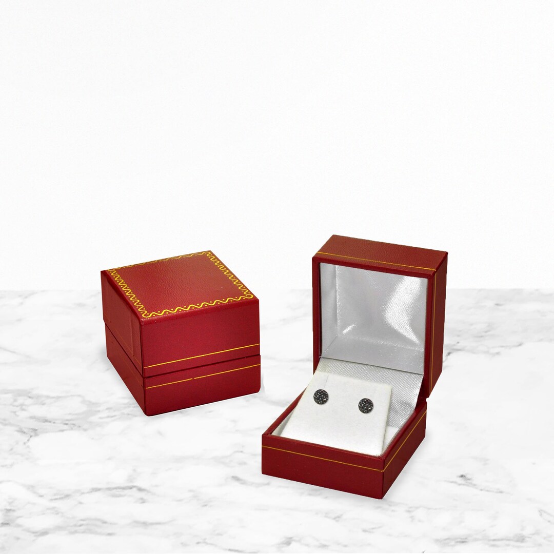 Bulk Red Leatherette, Gold Trim Jewelry Earring Box- Red Earrings Box ...