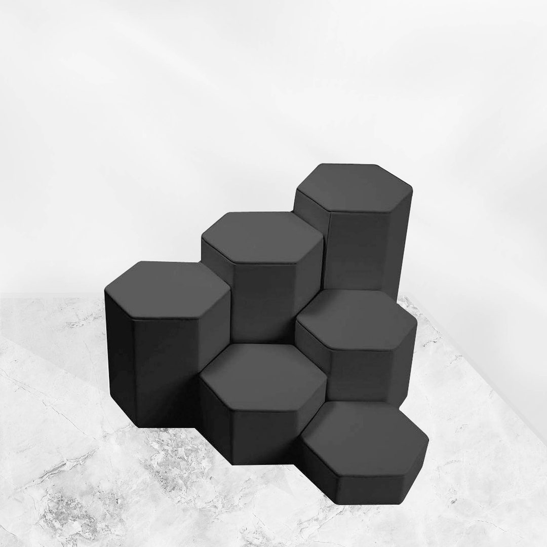 Black Leatherette Hexagonal Riser Set of 6pcs From 1-1/4" to 6-1/4 ...