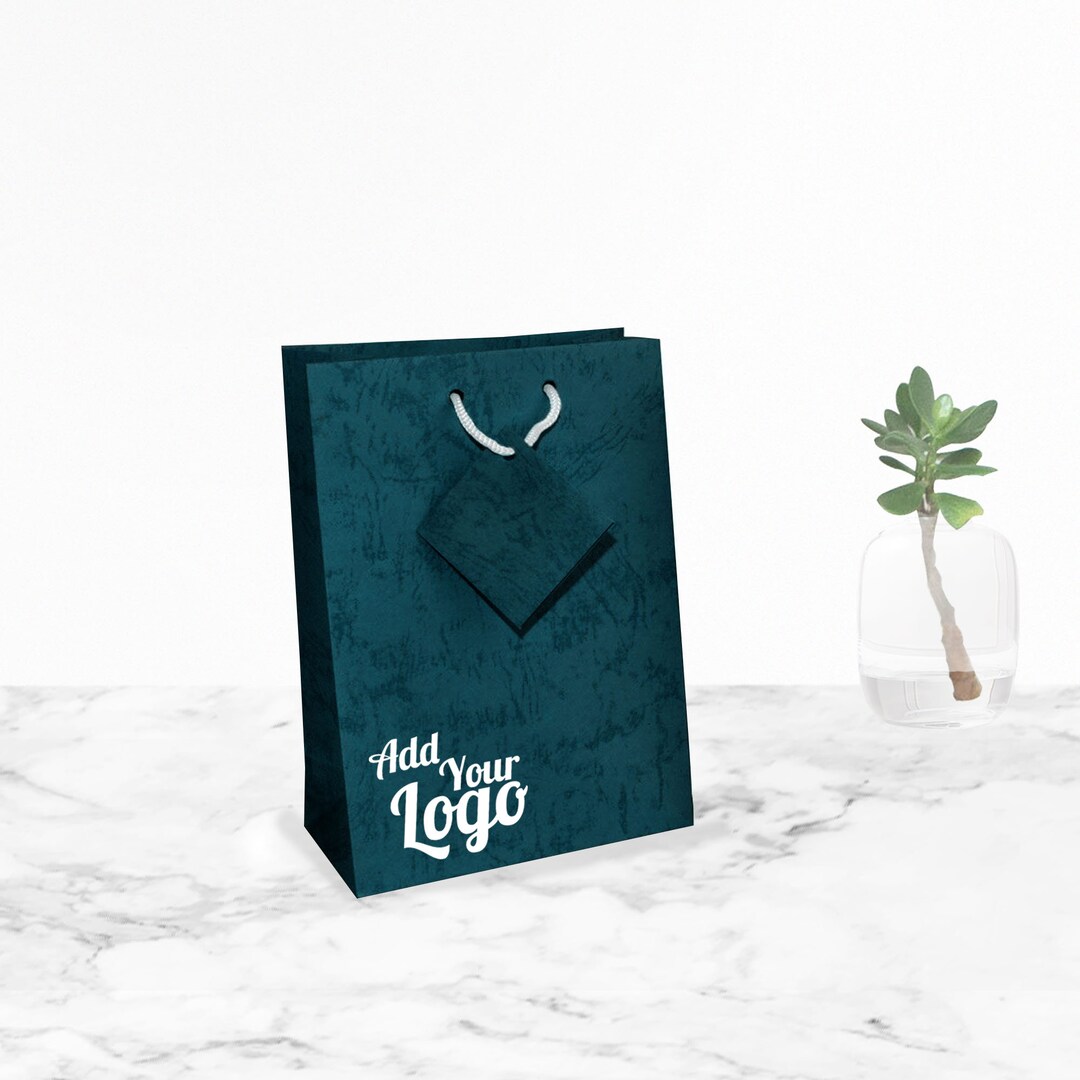 100 Pcs Blue Paper Tote Gift Shopping Bags, 4-3/4" X 2-1/2" X 6-3/4 ...