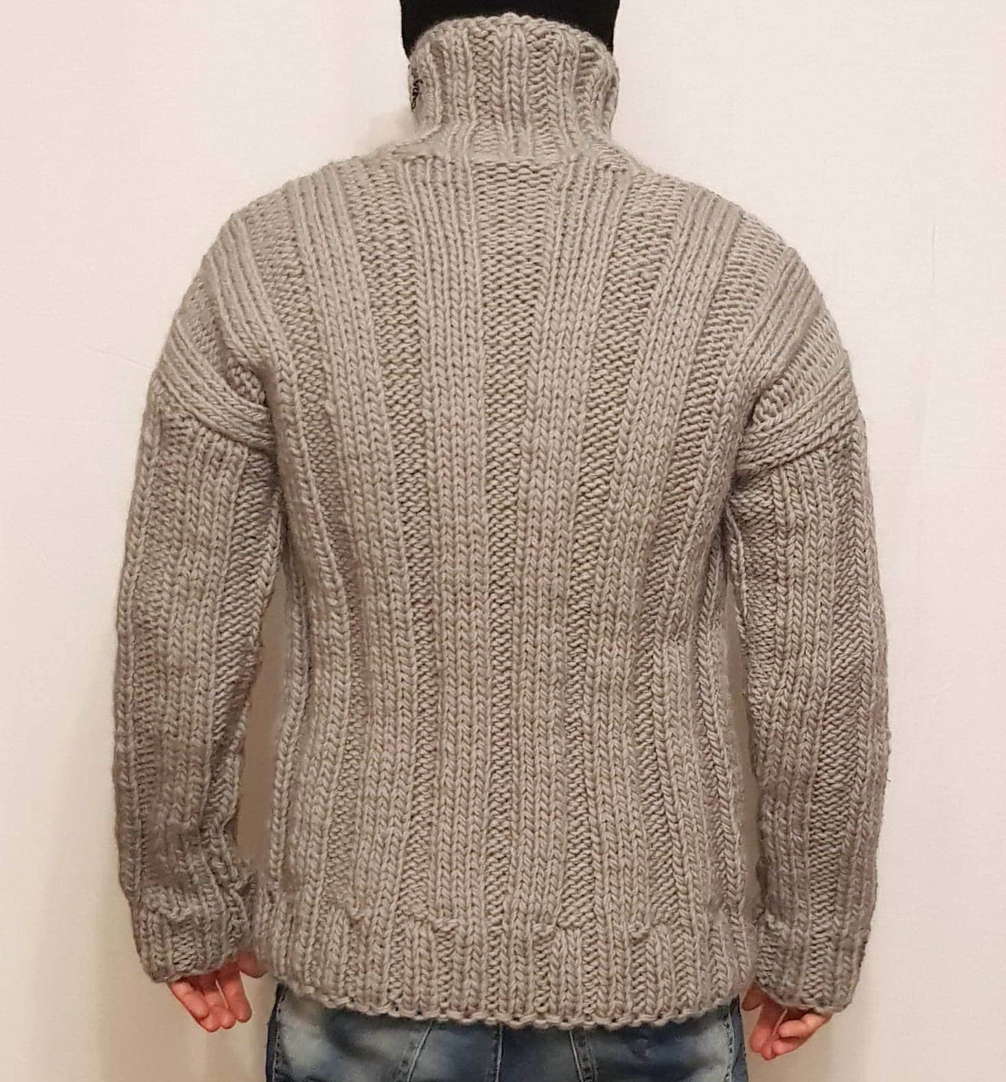 Hand knitted 100% WOOL vest jacket with zipper mens woolen | Etsy