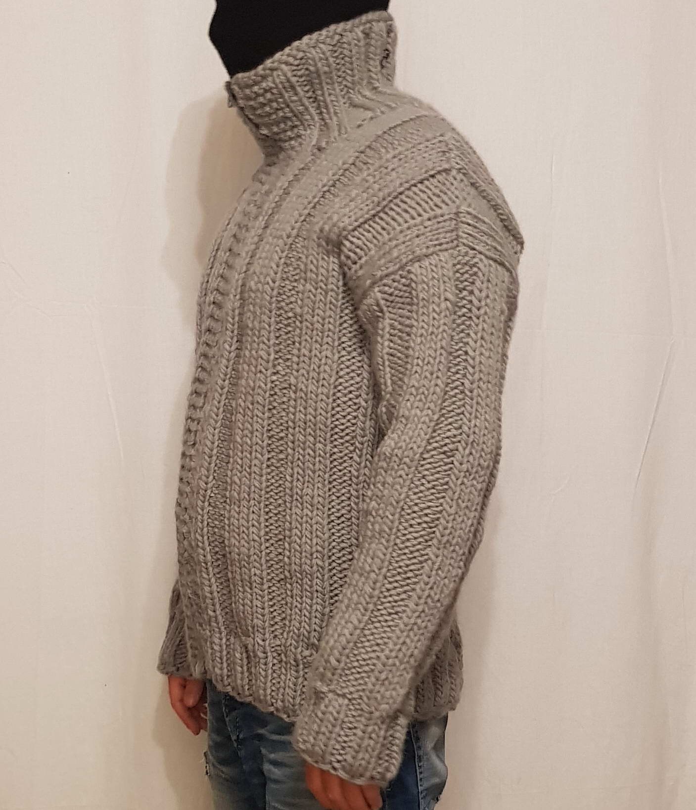 Hand knitted 100% WOOL vest jacket with zipper mens woolen | Etsy